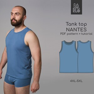 Men's Sports Singlet PDF Sewing Pattern 4XL-5XL/ Male Undershirt ...