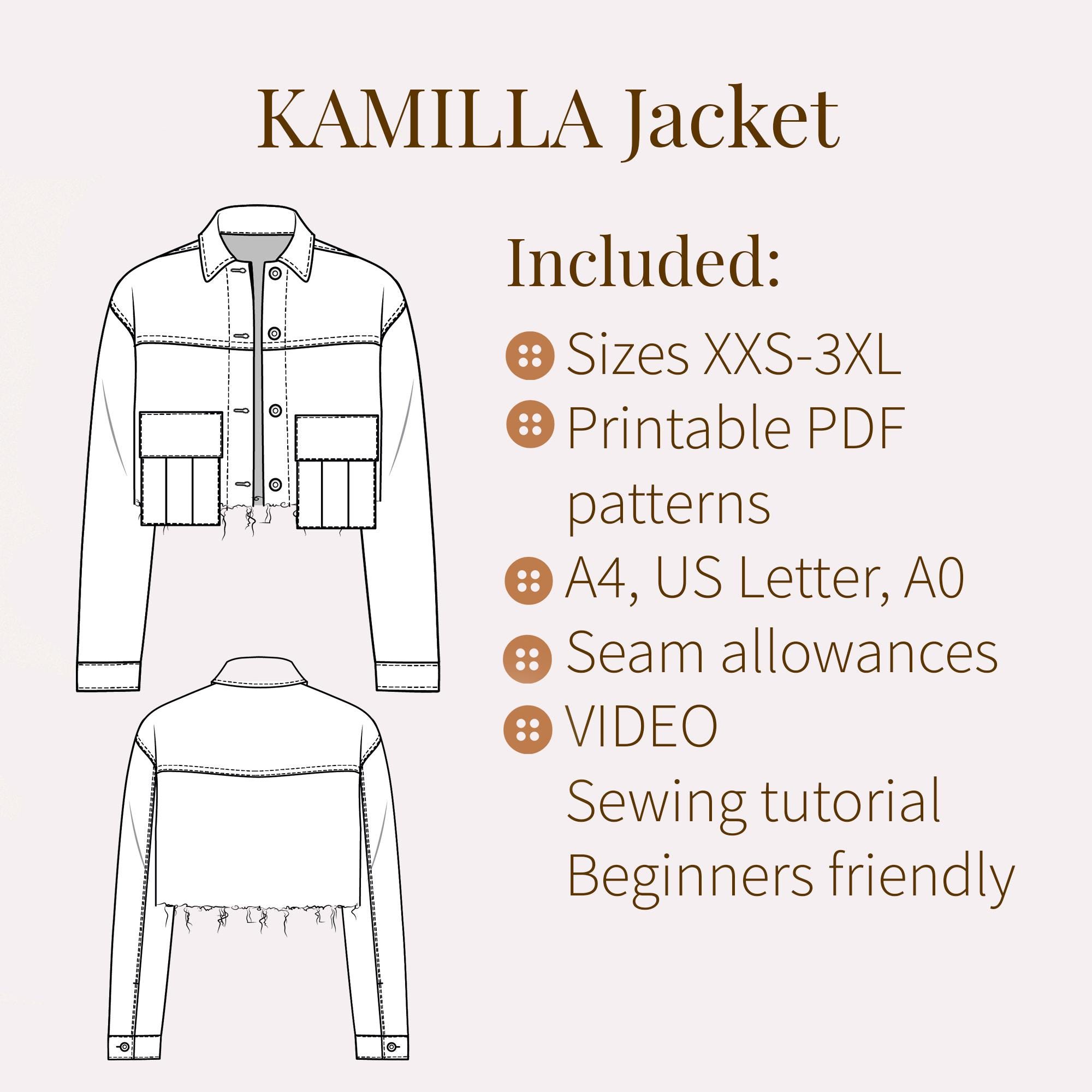 Denim Crop Jacket Sewing Pattern: Sizes XXS-3XL (PDF Pattern + Video ...