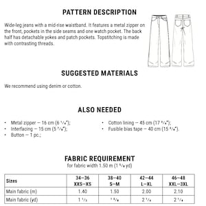 Wide Leg Jeans Sewing Pattern + Video Tutorial/ Curvy Women Plus Size ...