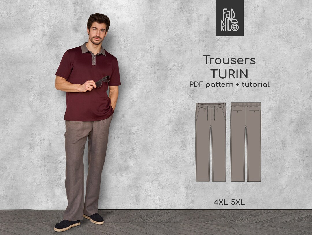 Men's Linen Trousers PDF Sewing Pattern Sizes 4XL-5XL/ Men's Pants PDF ...