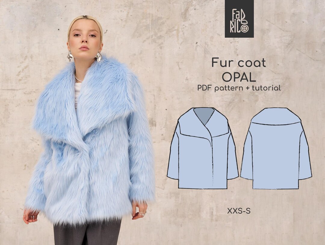 Faux Fur Jacket Sewing Pattern Sizes XXS-S/ Winter Jacket Pattern ...