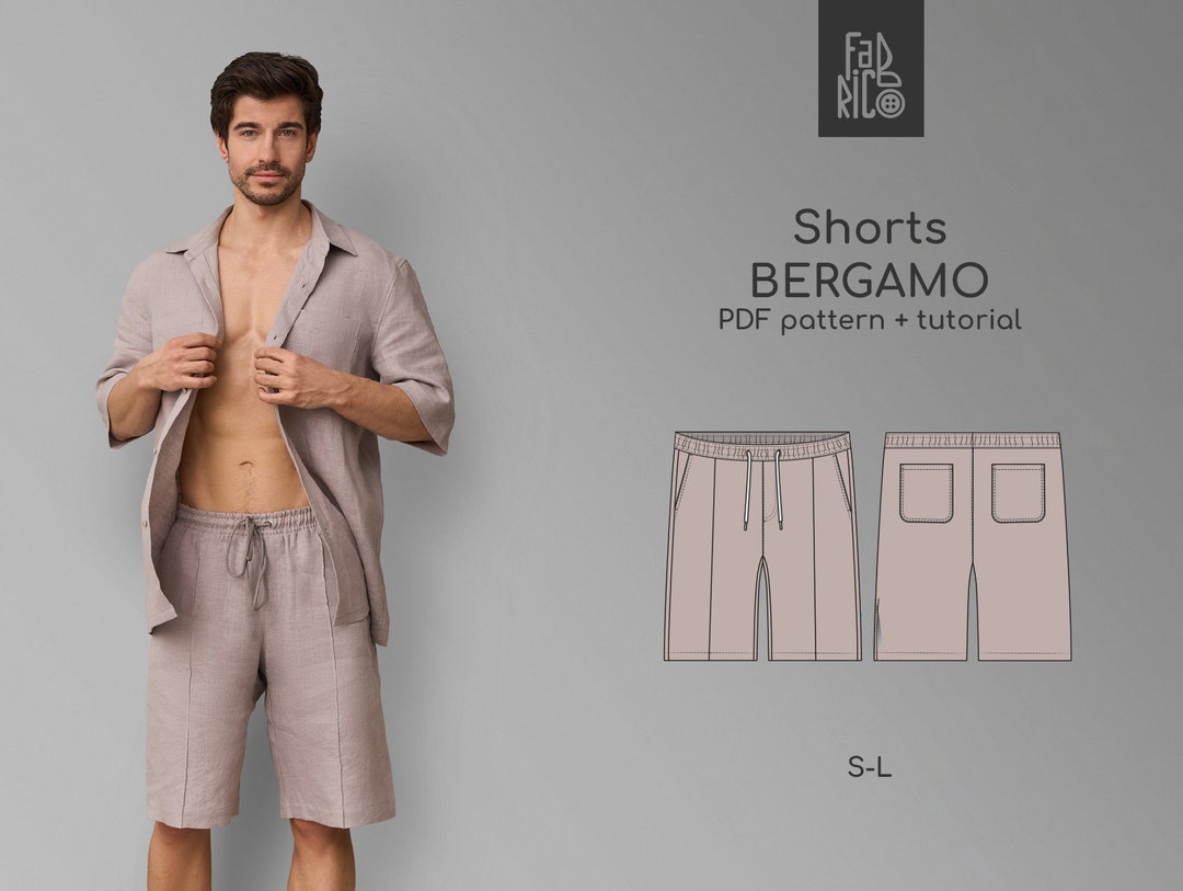 Men's Linen Shorts PDF Sewing Pattern Sizes S-L/ EU 40-44 Beginner ...