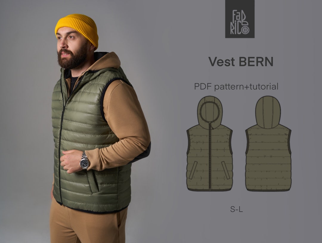 Men's Puffer Vest PDF Sewing Pattern Sizes S-L/ Quilted Vest Pattern ...