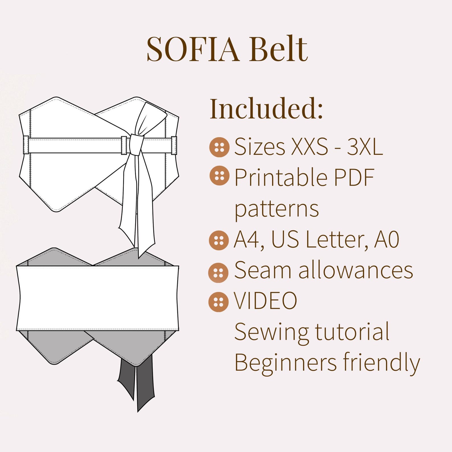 Obi Belt Sewing Pattern XXS-3XL (PDF Pattern + Video Tutorial) - Etsy