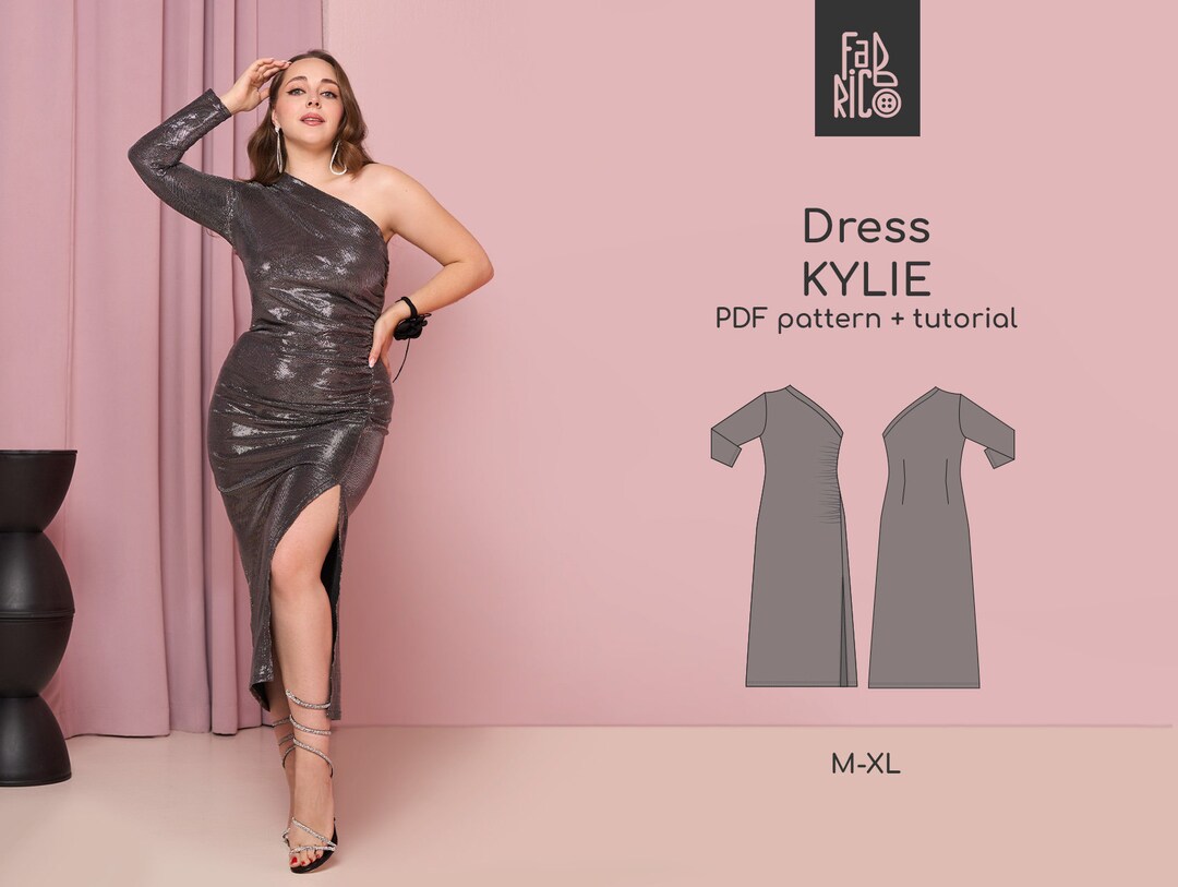 One Sleeve Evening Dress Sewing Pattern M-XL/ EU 40-44 / Prom Dress PDF ...