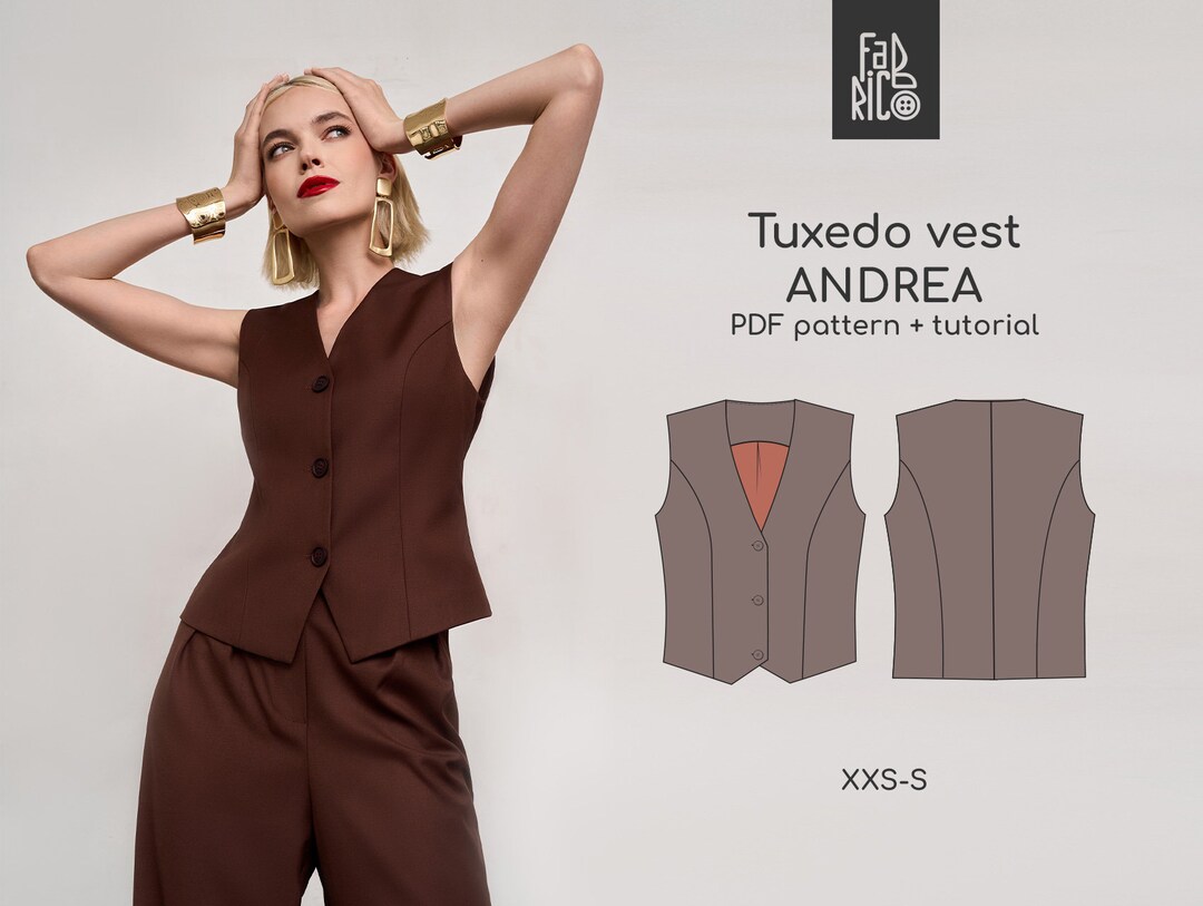 Waistcoat Sewing Pattern/ Classic Vest PDF Pattern/ Sizes XXS-S EU 34 ...