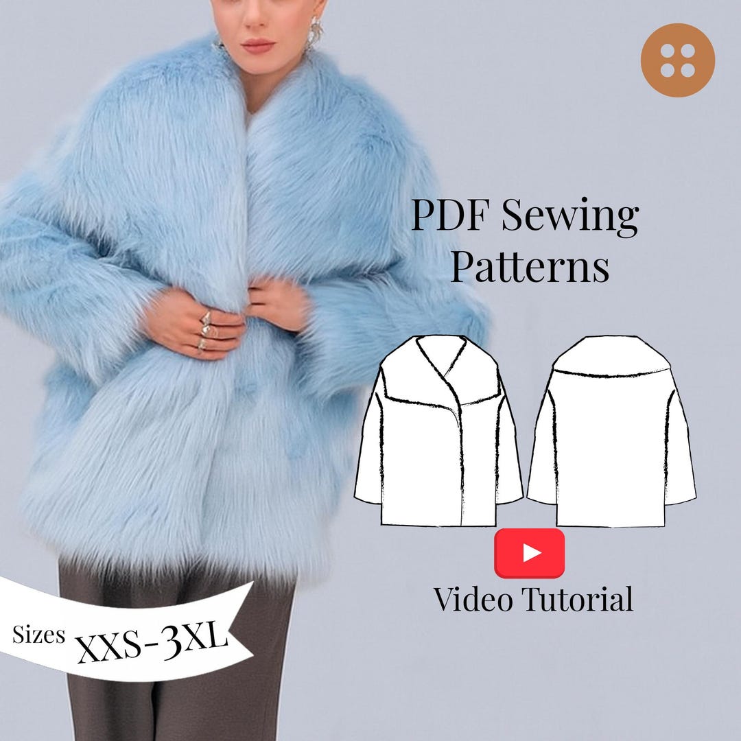 Faux Fur Coat Sewing Pattern XXS-3XL (PDF Pattern + Video Tutorial) - Etsy