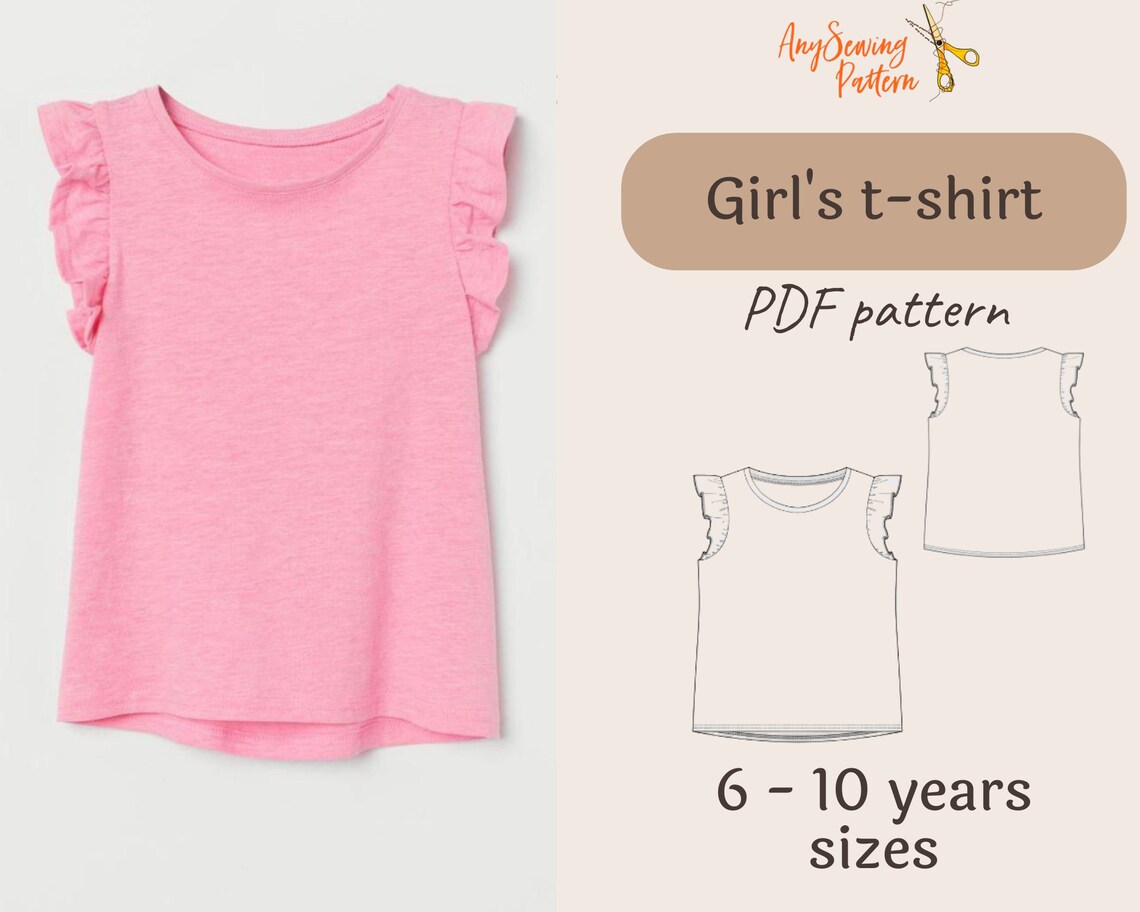 Girl Ruffle Tshirt Sewing Pattern PDF Teen Summer Tshirt - Etsy