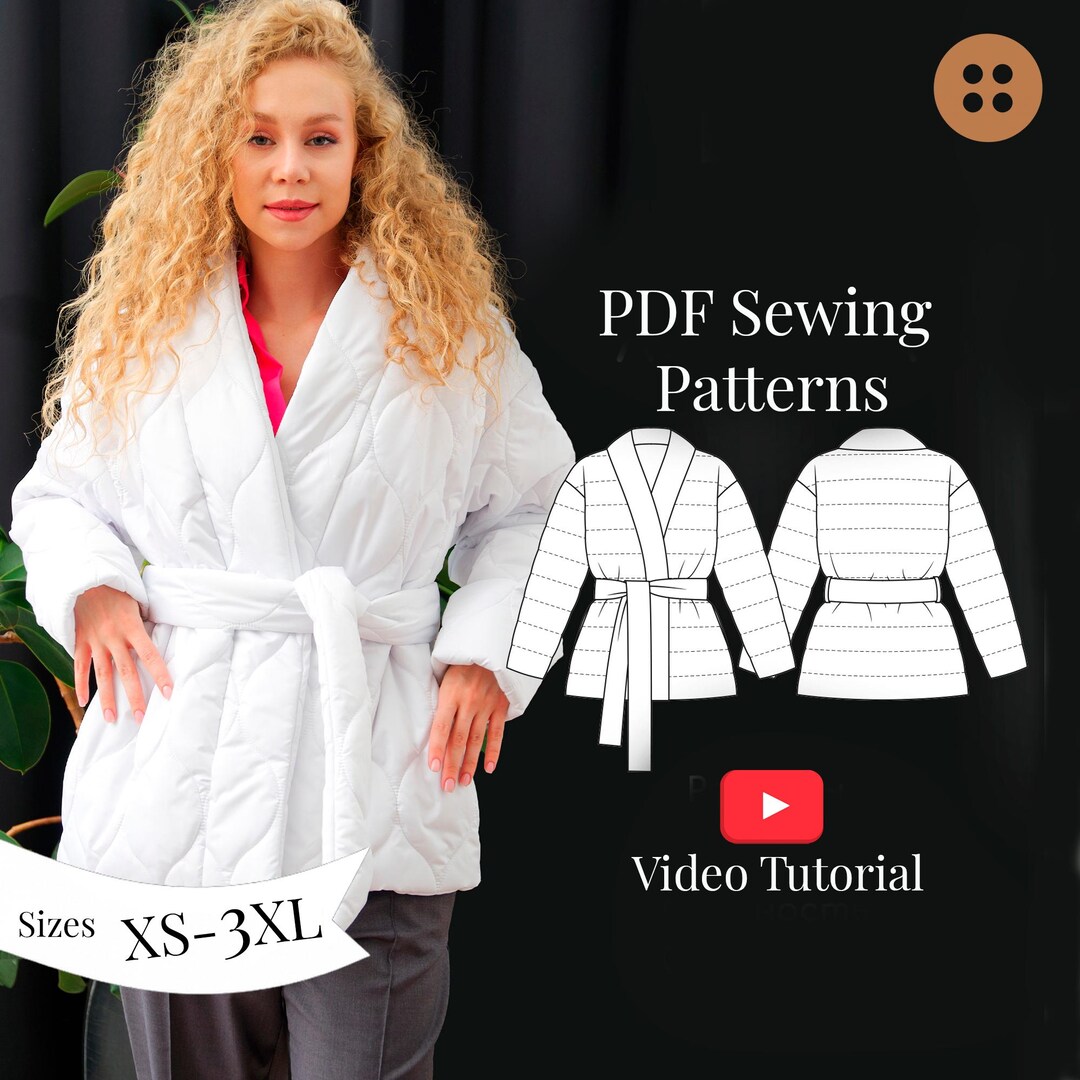 Kimono Puffer Jacket Sewing Pattern (PDF Pattern + Video Tutorial) - Etsy