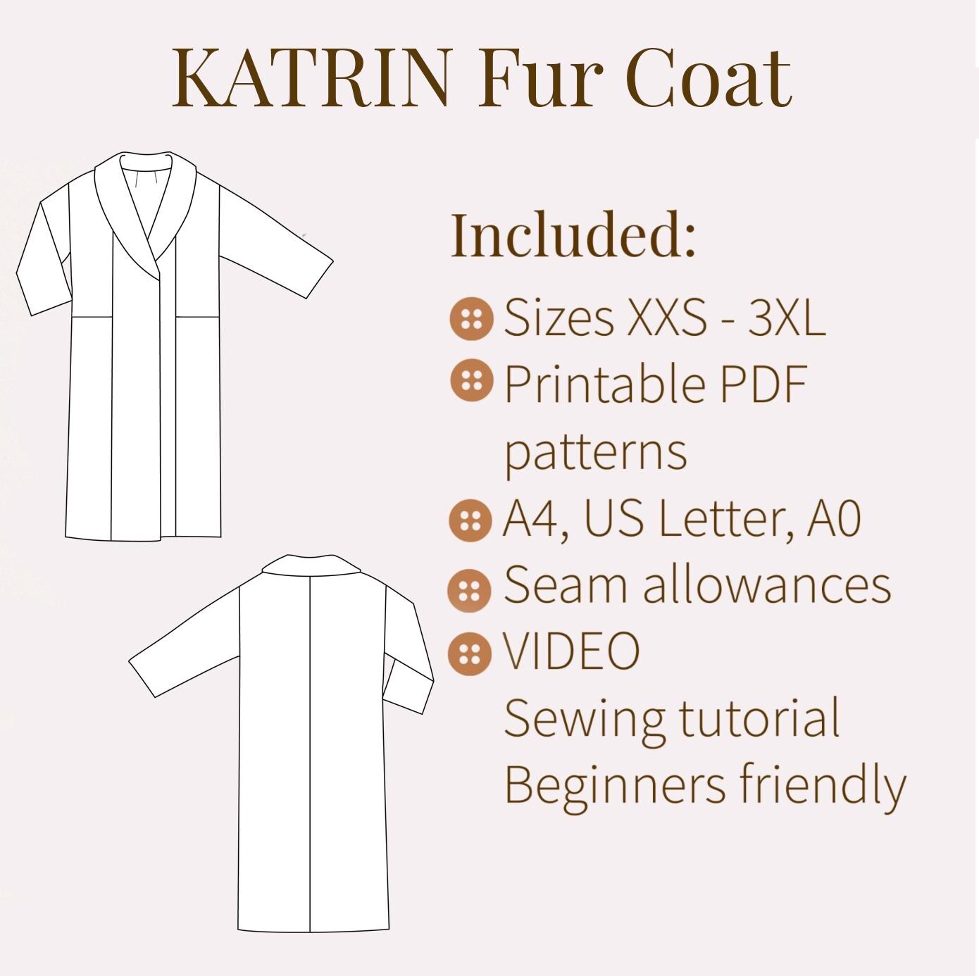 Faux Fur Coat Sewing Pattern XXS-3XL: Women's Winter Outerwear (PDF ...