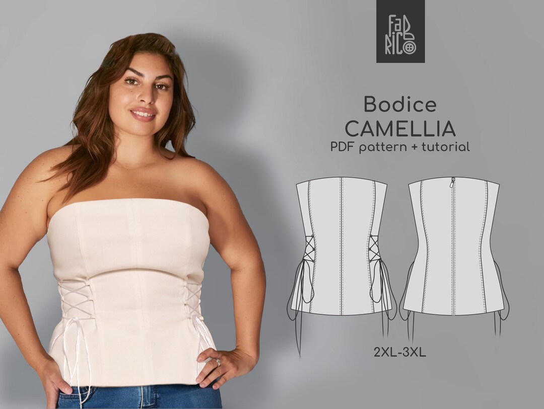 Corset PDF Sewing Pattern 2XL-3XL Size/ EU 46-48/ Bodice Sewing Pattern ...