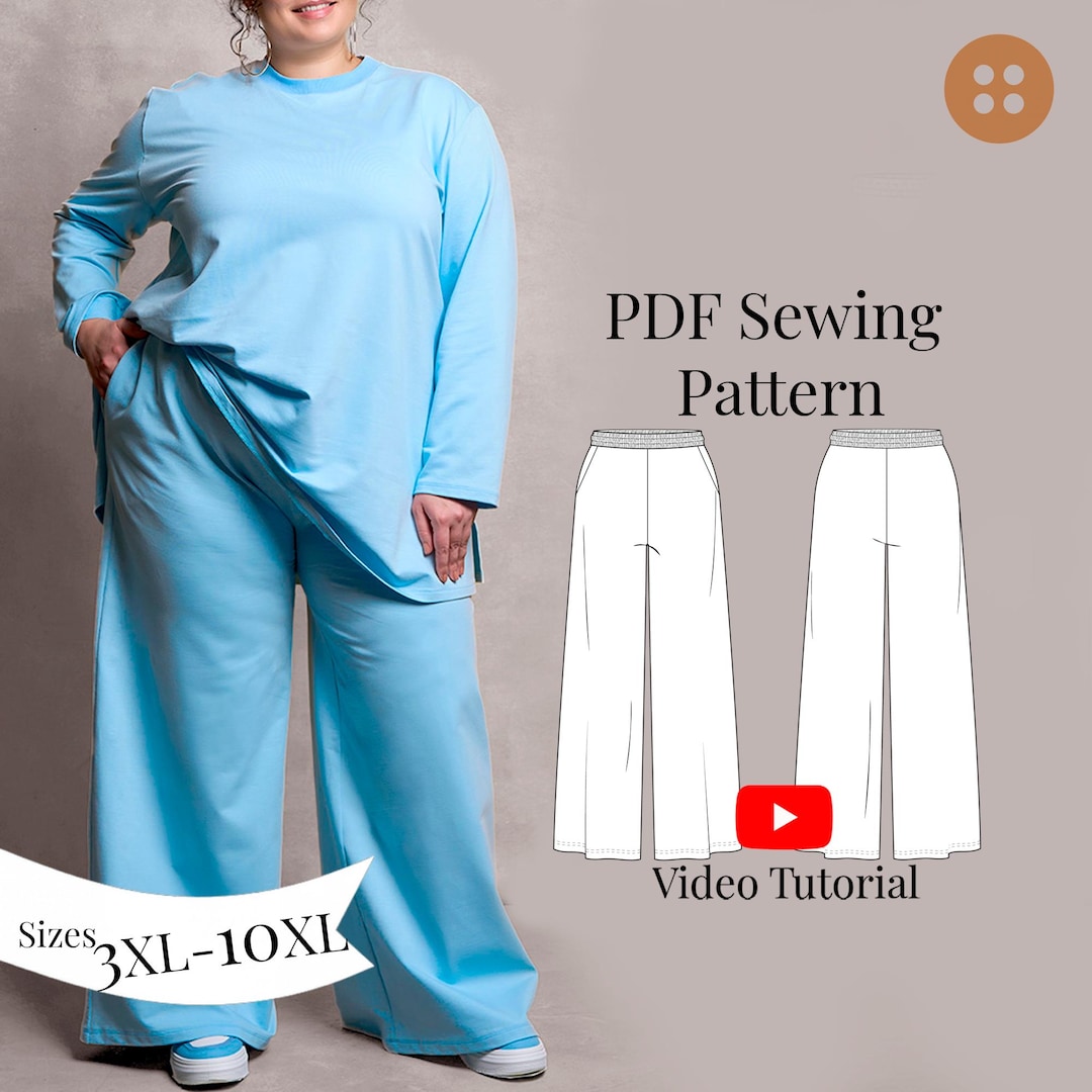 Plus Size Palazzo Pants Sewing Pattern: Curvy Fit 7XL-10XL (PDF Pattern ...