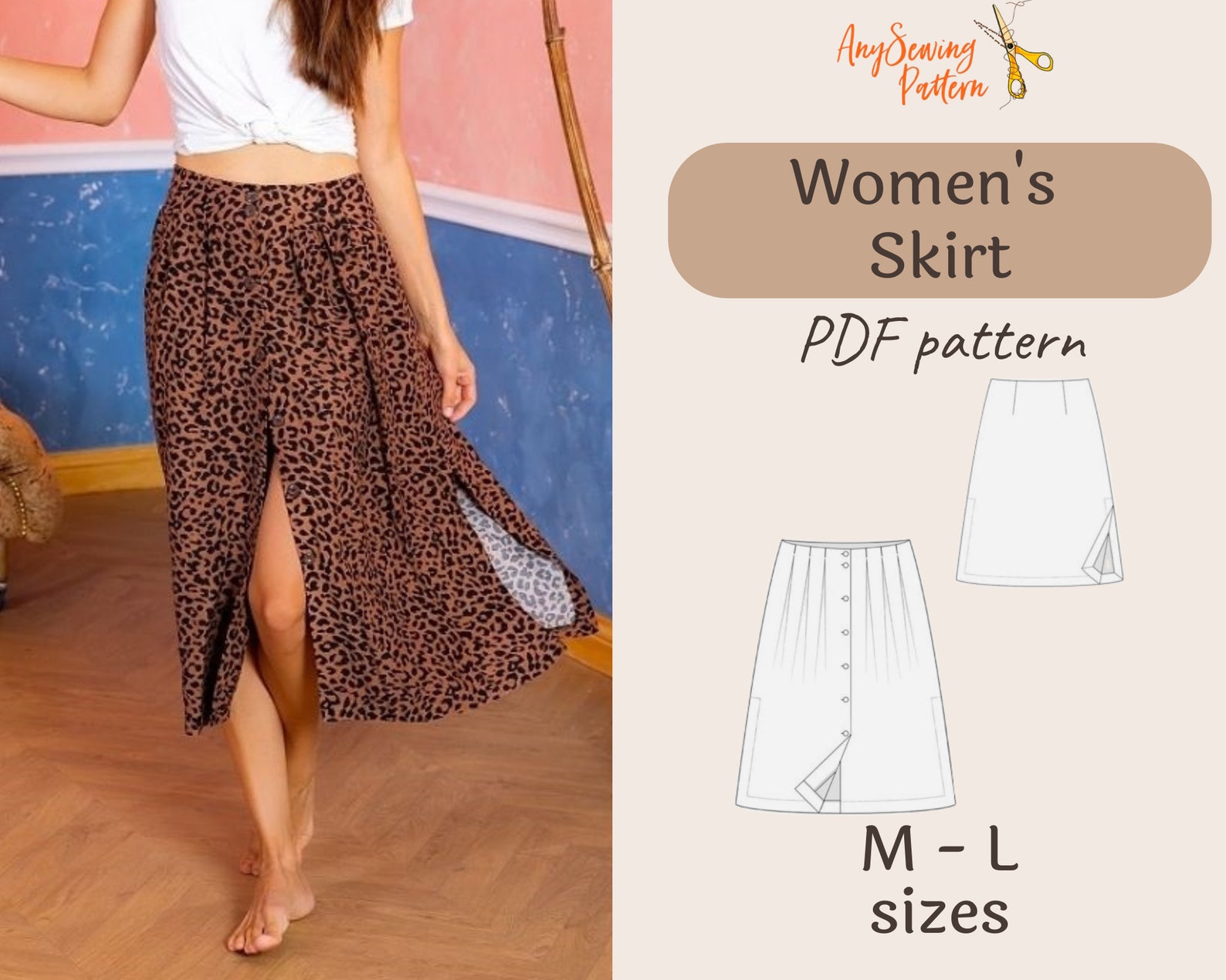Women's Skirt PDF Sewing Pattern / Sewing Tutorial for - Etsy