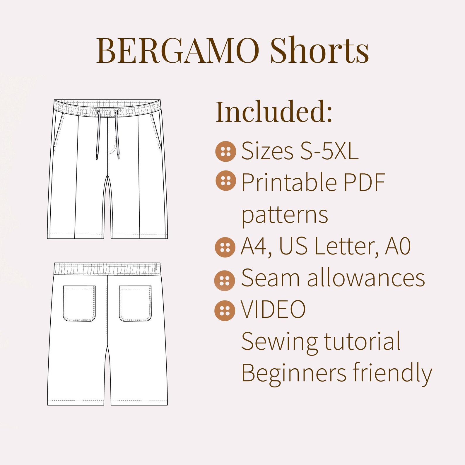Men Linen Shorts PDF Sewing Pattern + Video Tutorial/ Sizes S-5XL - Etsy
