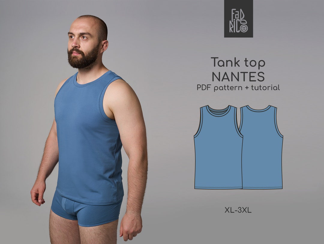 Men's Sports Singlet PDF Sewing Pattern XL-3XL/ Male Undershirt Pattern ...