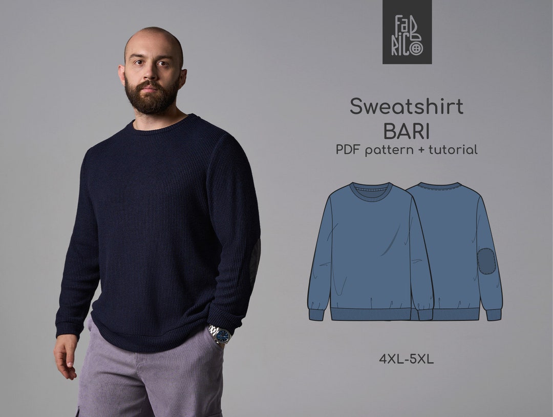 Men's Sweatshirt PDF Sewing Pattern Sizes 4XL-5XL/ DIY Sweater With ...
