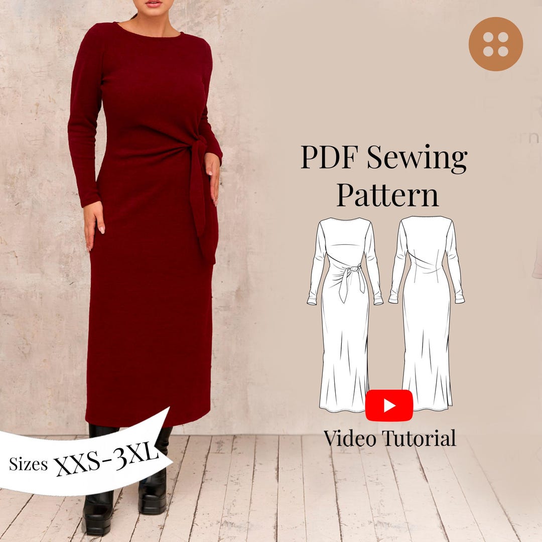 Bodycon Dress Sewing Pattern: Stretchy Sheath, XXS-3XL (PDF Pattern ...