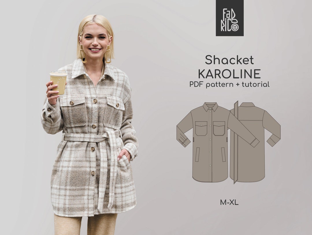 Shirt Jacket PDF Sewing Pattern Sizes M-XL / EU 40-44 Shacket Digital ...