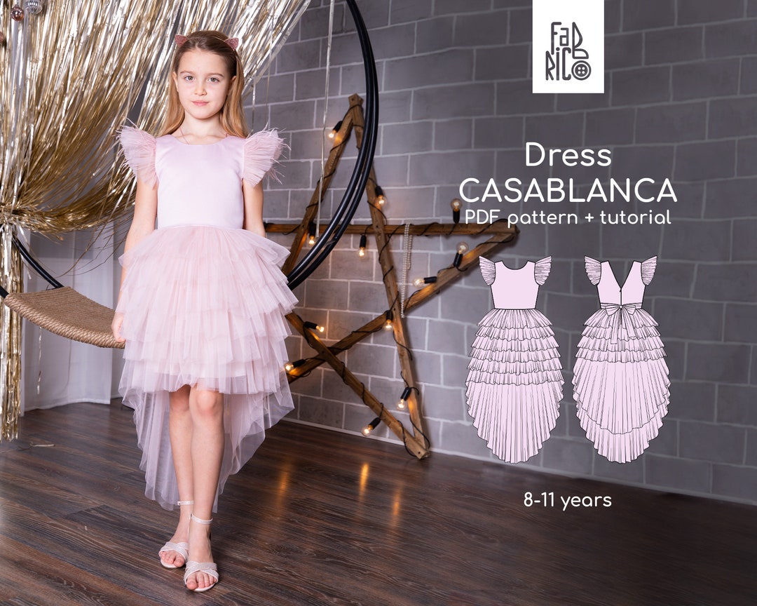 Pretty Girls Dress Pattern, Prom Girl Tulle Dress Pattern, Fairy Dress ...