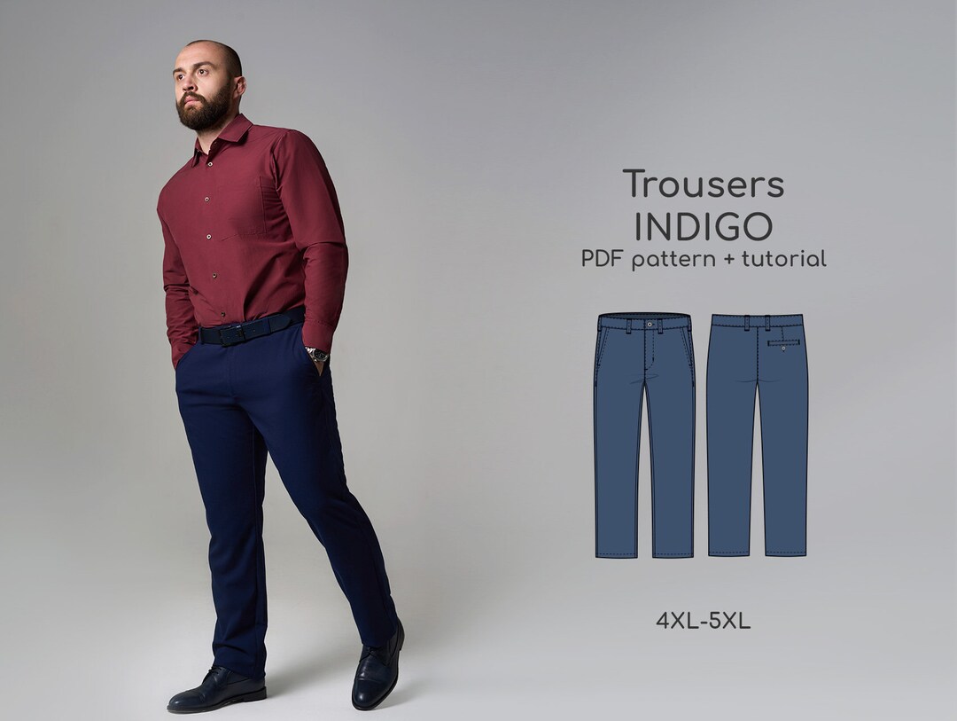 Chino Pants Sewing Pattern 4XL-5XL Sizes/ Downloadable PDF Sewing ...