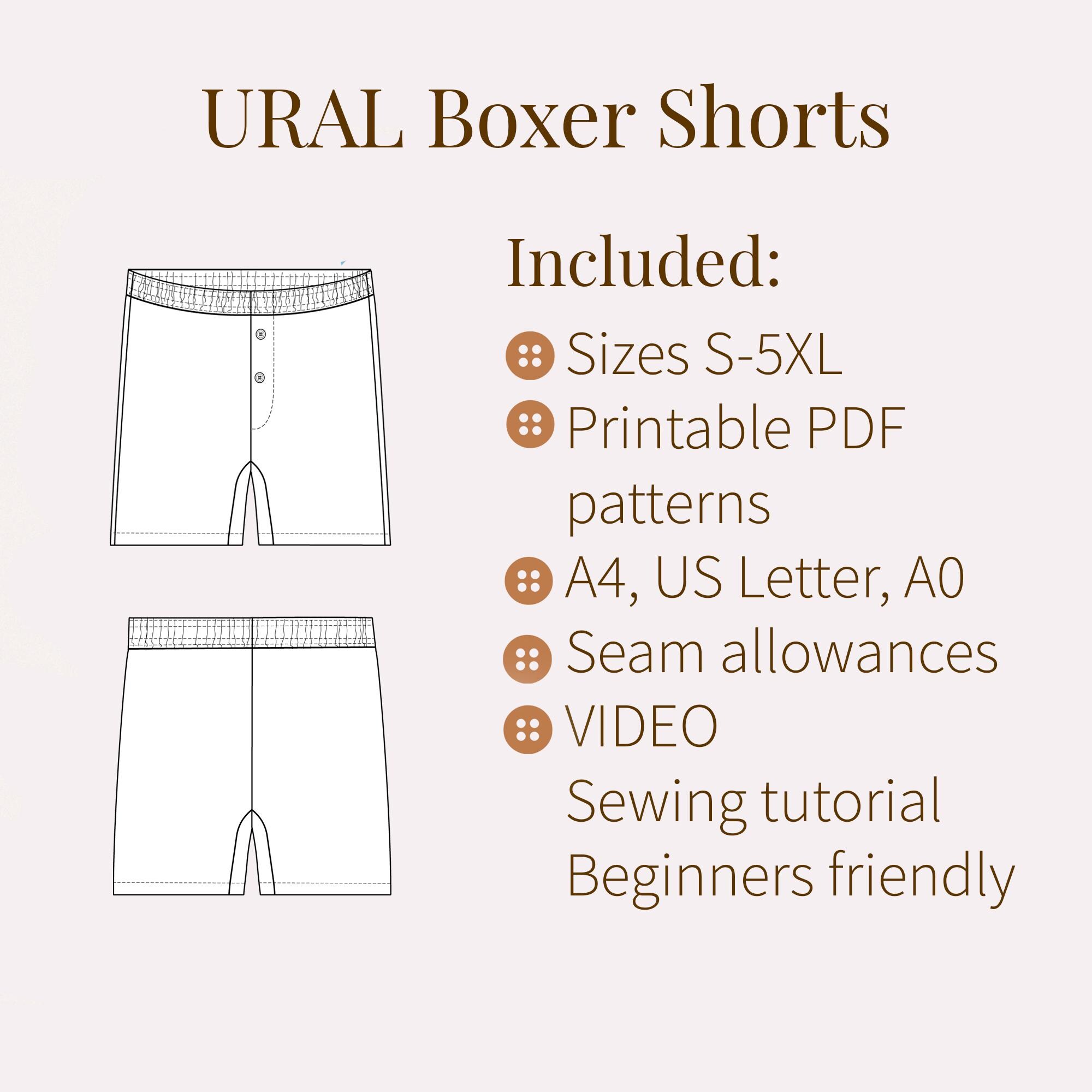 Men's Boxer Briefs Sewing Pattern Sizes S-5XL (PDF Pattern + Video ...