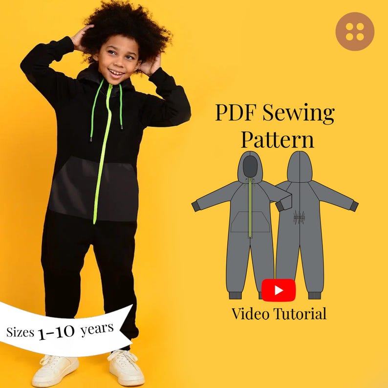 Kids Jumpsuit Sewing Pattern: DIY Romper, Sizes 1-10 Years (PDF Pattern ...