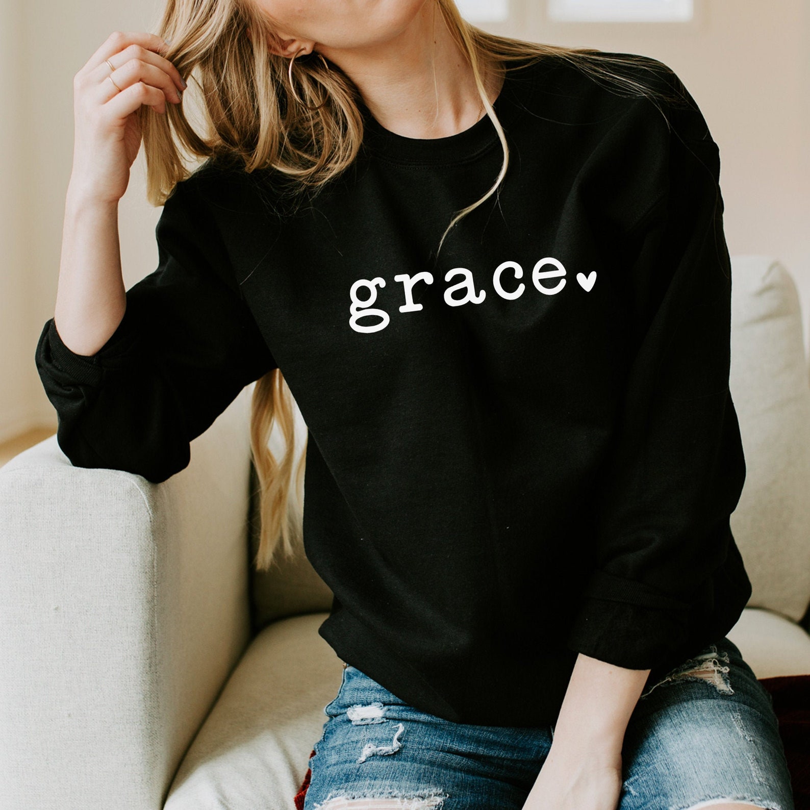 GRACE Sweatshirt. Saved by Grace. Christian Sweatshirt. Grow | Etsy