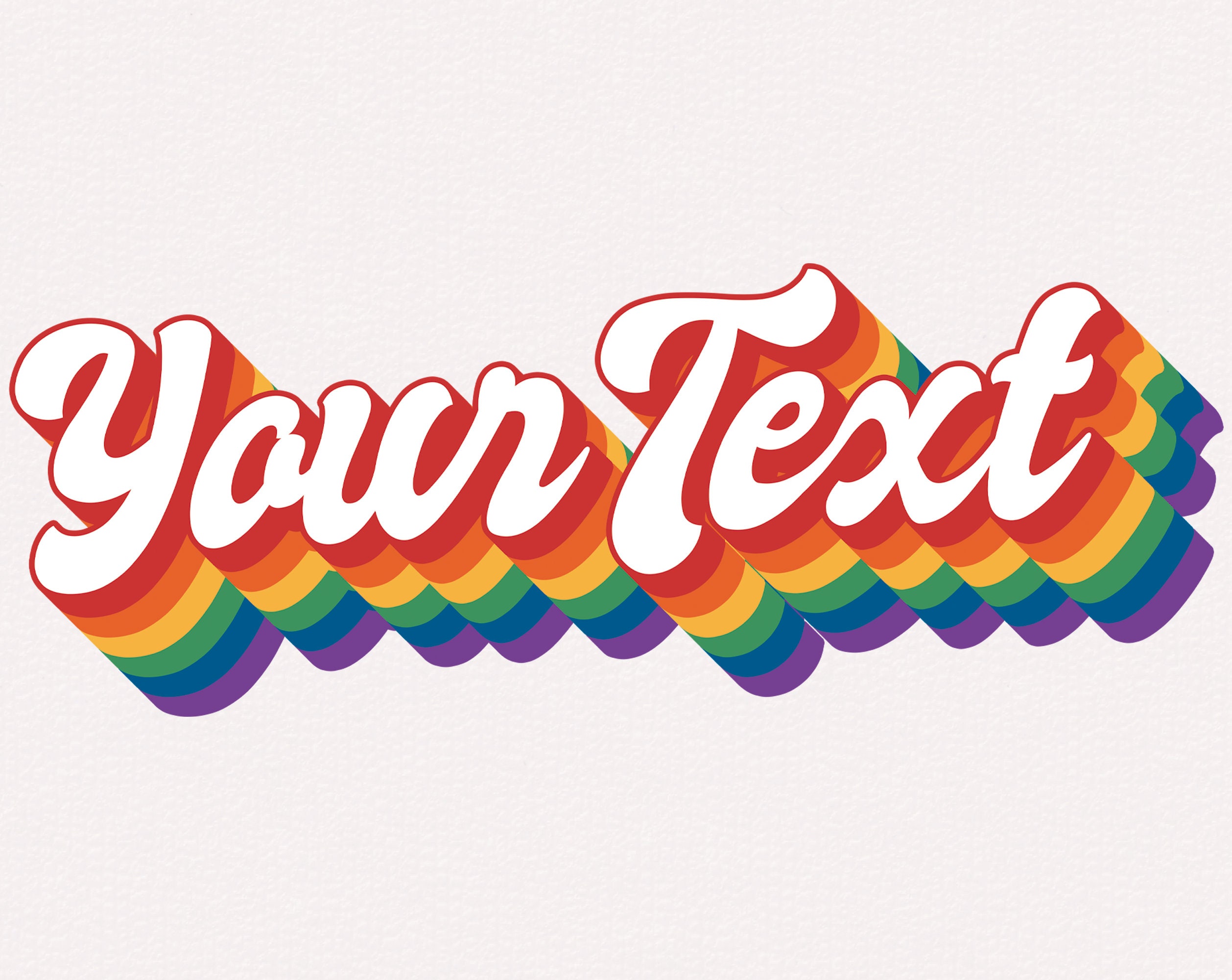 Custom Rainbow Text Png Lgbt Pride Flag Retro Groovy 80s Png Files for ...