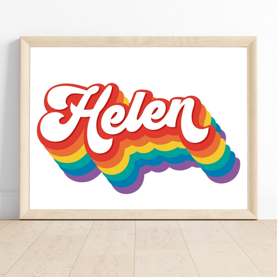Custom Name Png Personalized Text Logo Retro Hippie Groovy Rainbow ...
