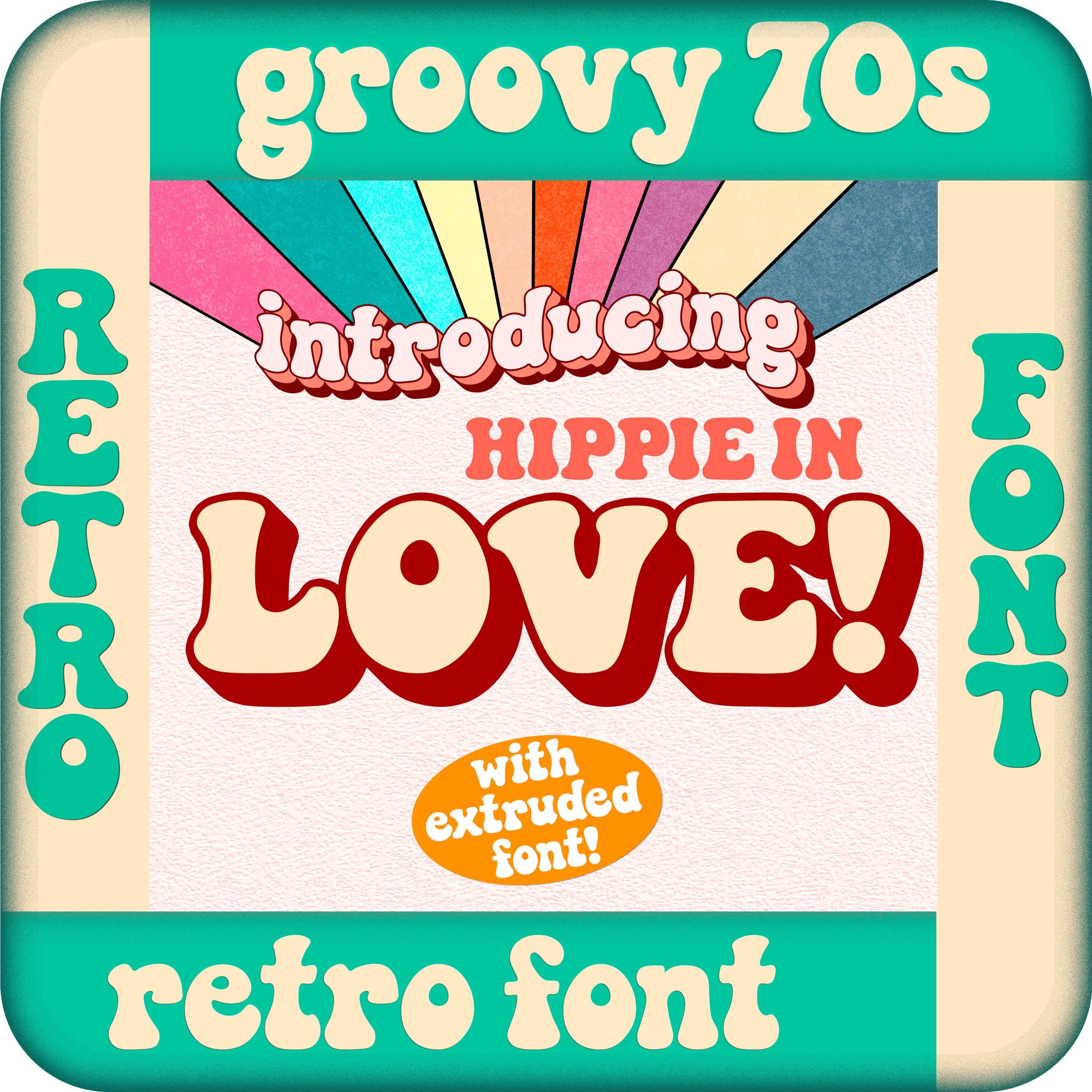 Retro Font With Extrude, Groovy Font, Hippie Font, Funky Font, Bubble ...