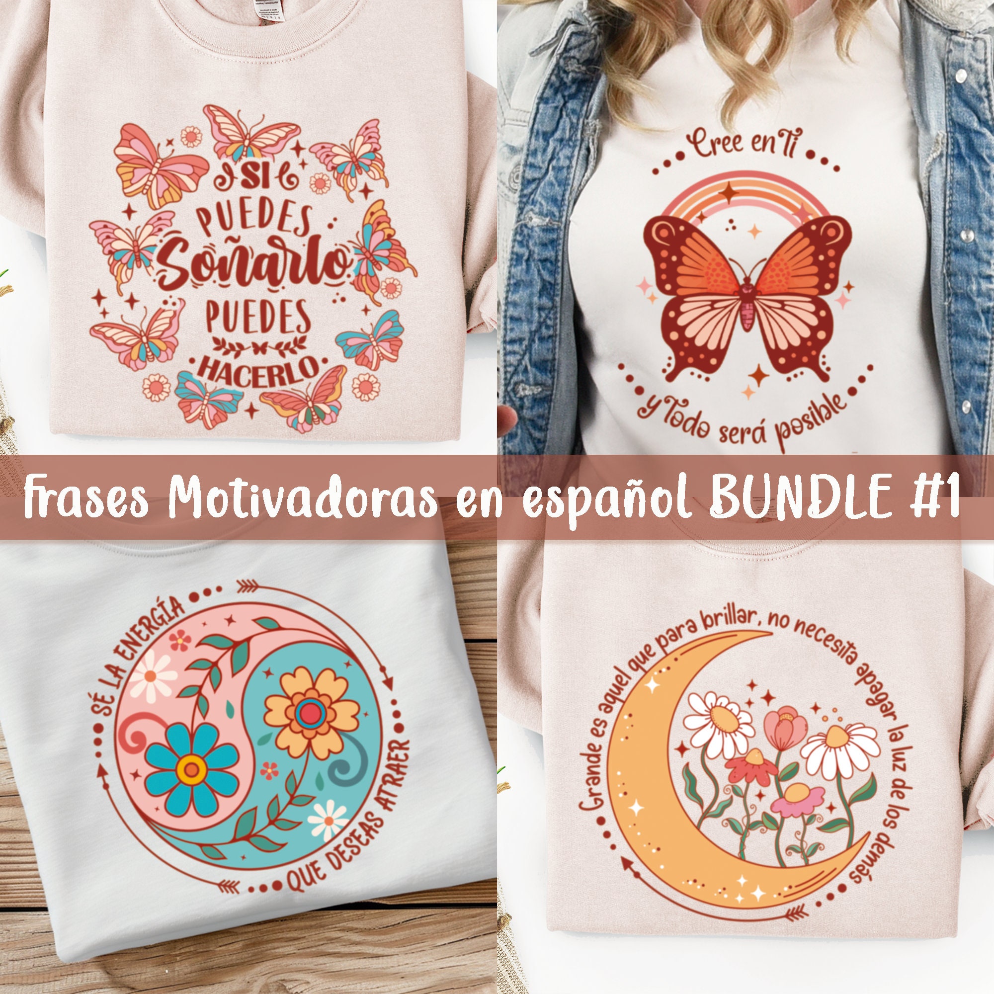 Motivational Quotes in Spanish Bundle Png Files for Sublimation ...