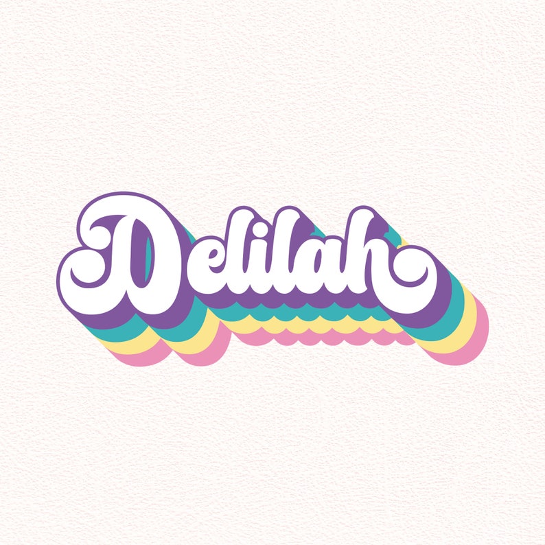 Custom Text Logo Name Png Retro Pastel Groovy Vintage Rainbow 70s Png ...