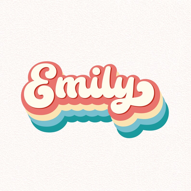 Custom Text Logo Name Png Retro Groovy Vintage Rainbow 70s 80s Png ...