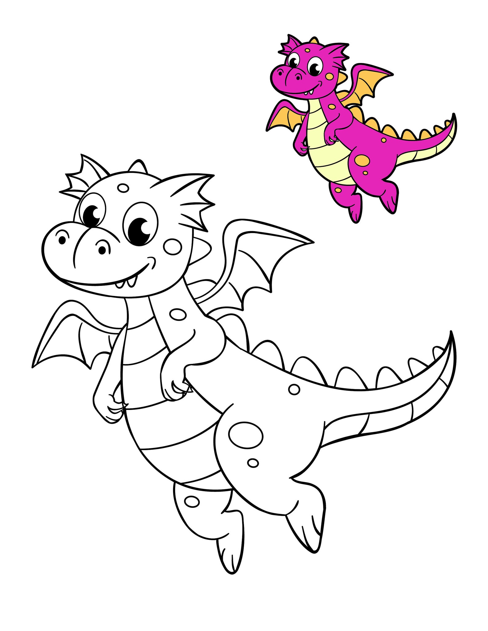 CUTE DRAGON COLORING and Activity Book Dot-to-dot, Simple Coloring ...