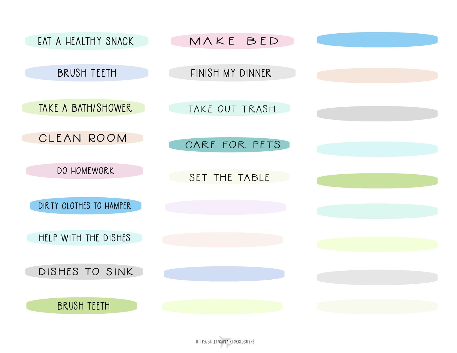 CHORE CHARTS for KIDS Printable Charts Organize Weekly Chores Children ...