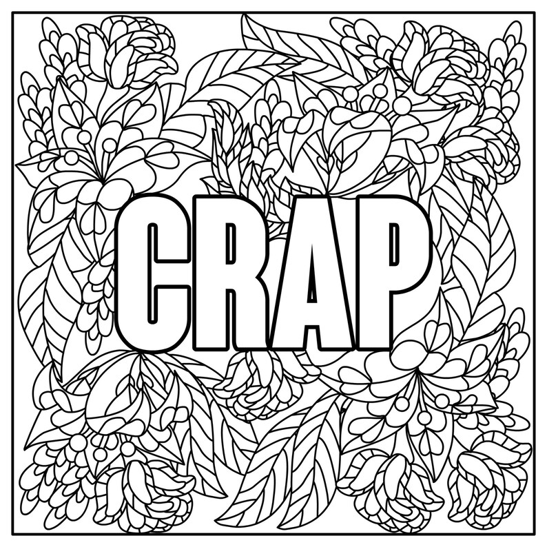 6 ADULT COLORING PAGES Set of 6 English "clean Cuss Words" Relaxation ...