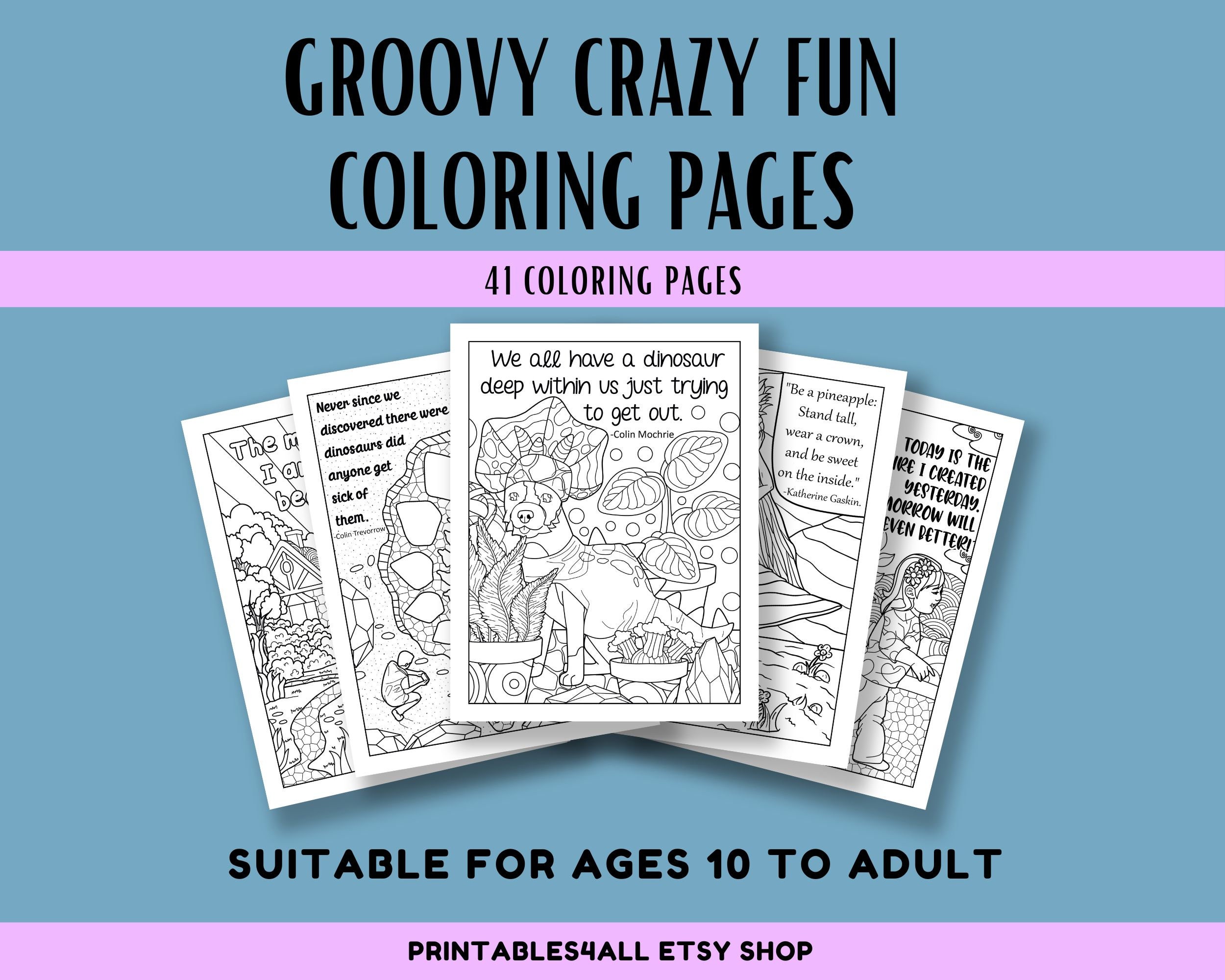 40 GROOVY HIPPY FUNNY Adult Coloring Pages Instant Download Relaxation ...