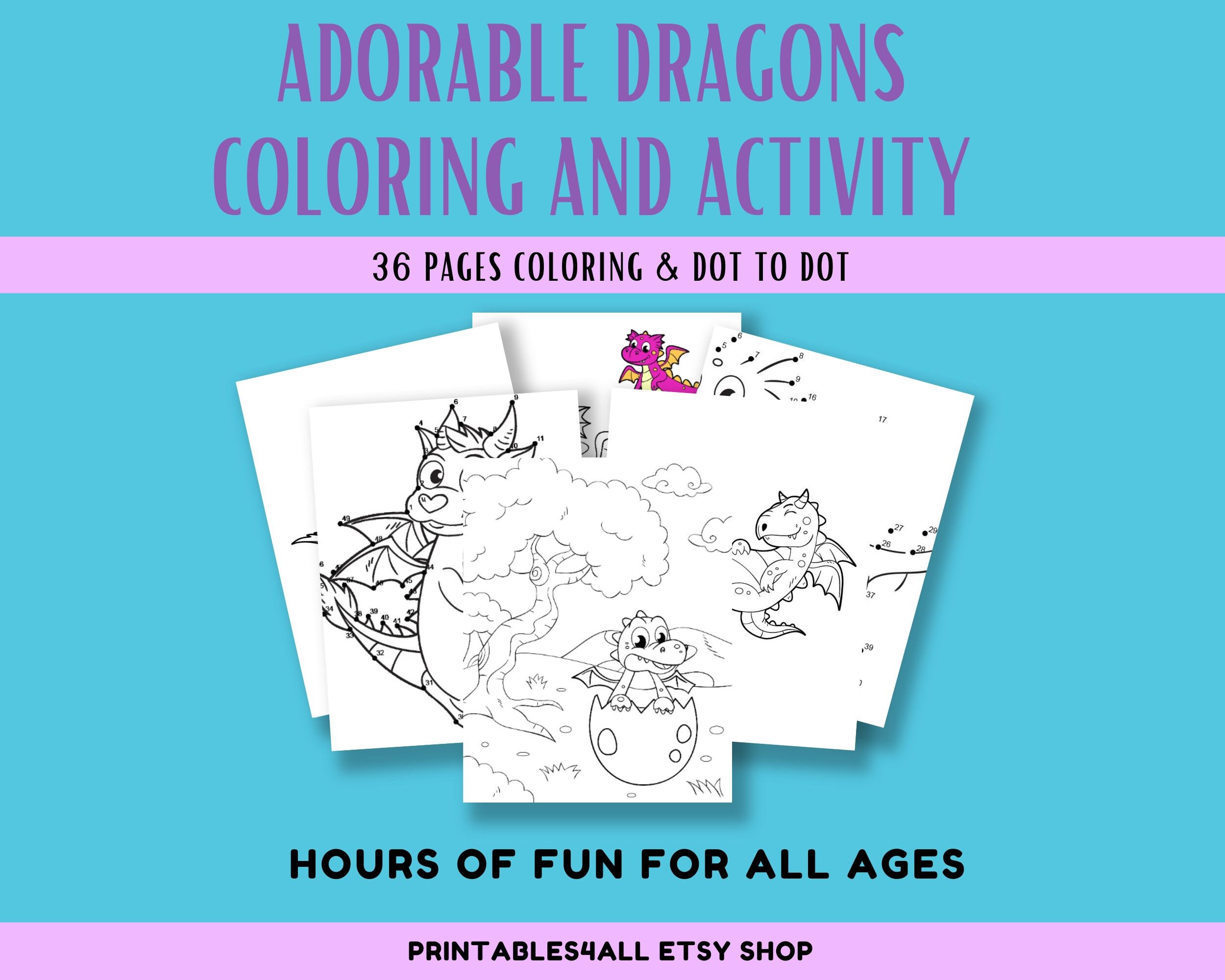 CUTE DRAGON COLORING and Activity Book Dot-to-dot, Simple Coloring ...