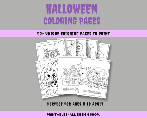 50 Halloween COLORING Pages Instant Download Printable Cute - Etsy