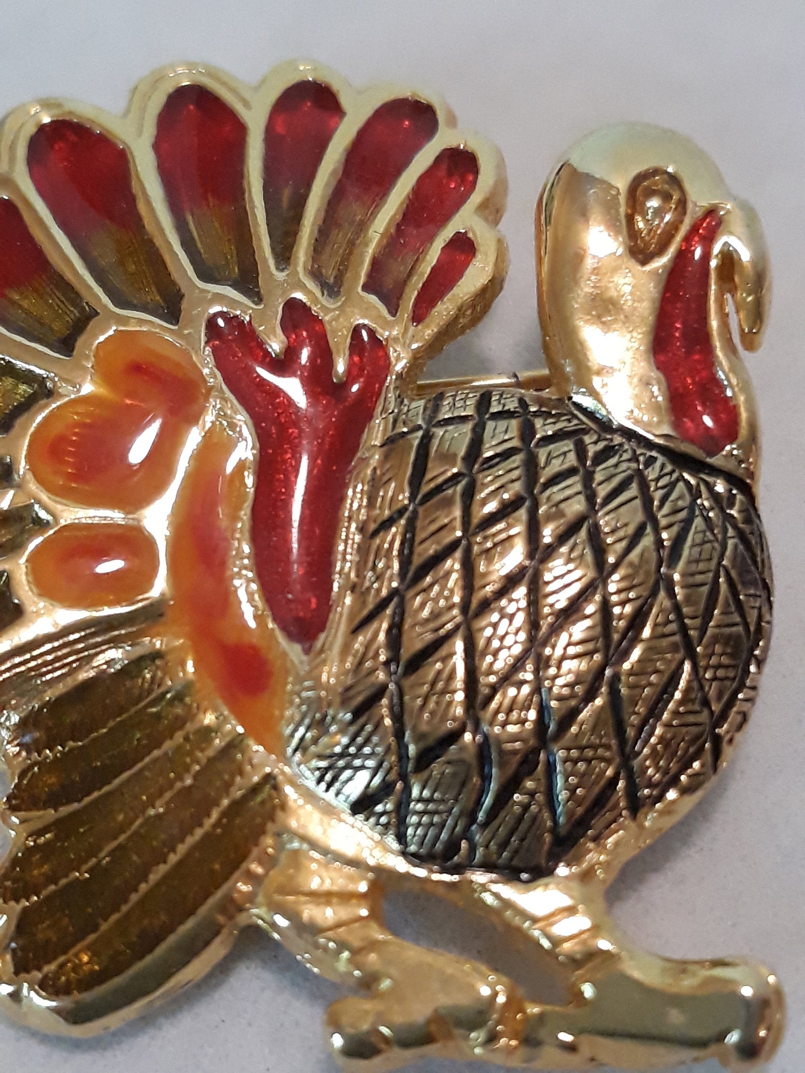 Vintage Signed Cookie Lee Enamel Autumn Turkey Brooch/pin - Etsy