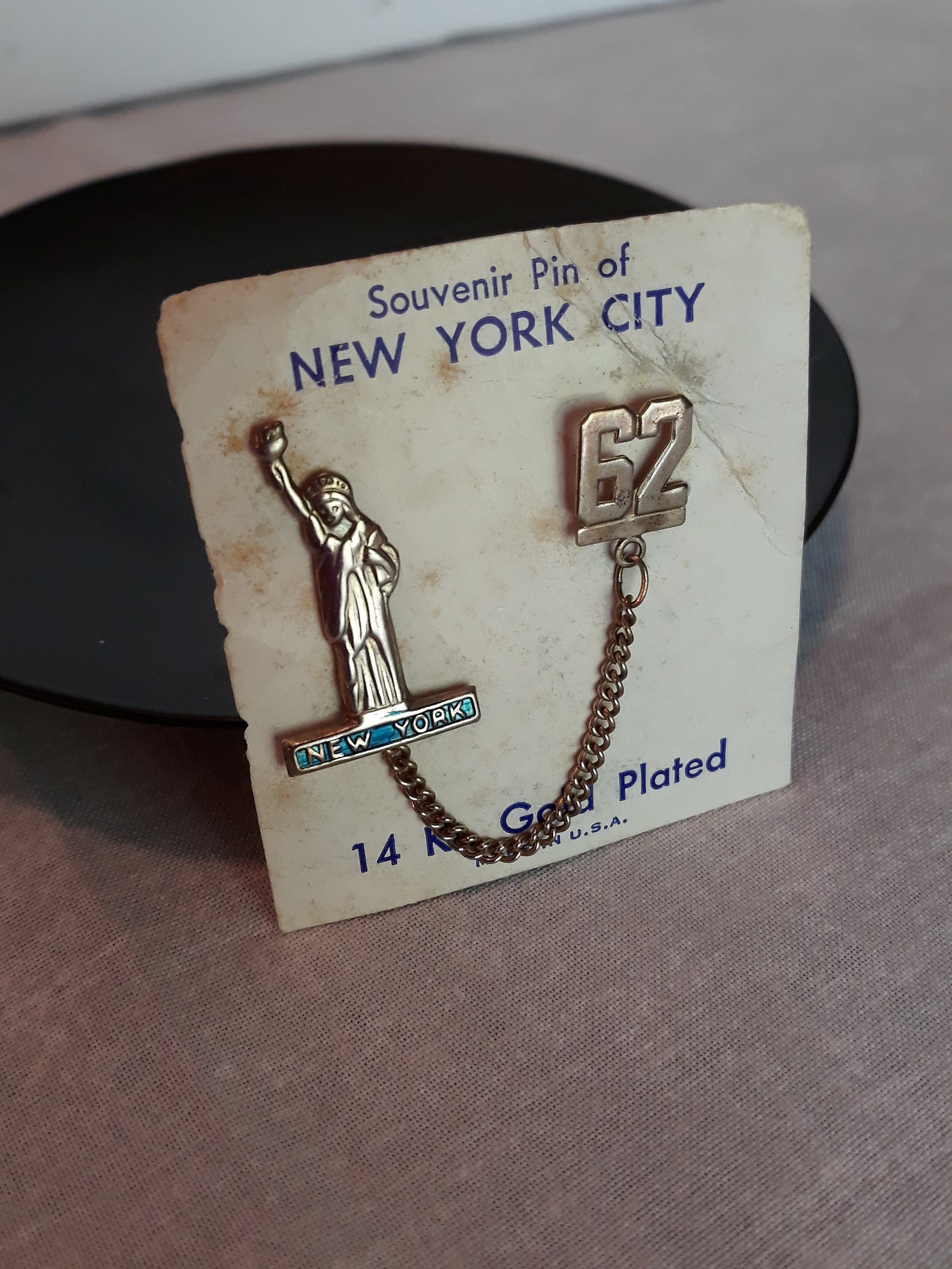 Vintage Collectible New York City Souvenir Pin, 1960s, 14 Kt. Gold ...