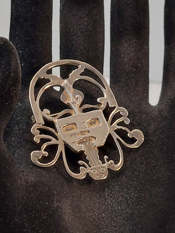 Vintage 925 Peruvian Incan/Mayan Mask Figural Brooch/… - Gem