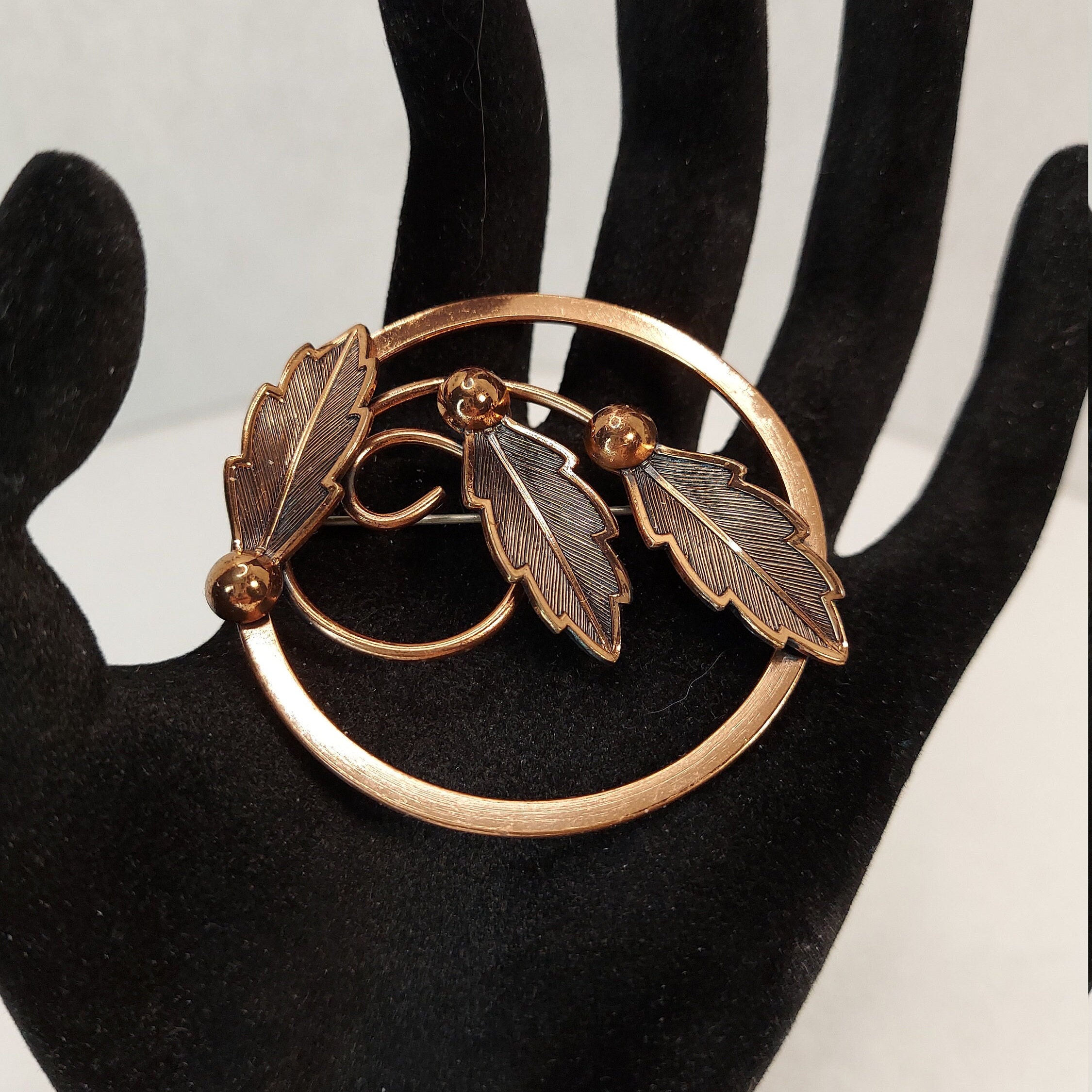 Vintage Mid-century Bell Trading Post Solid Copper Modernist Leaf ...