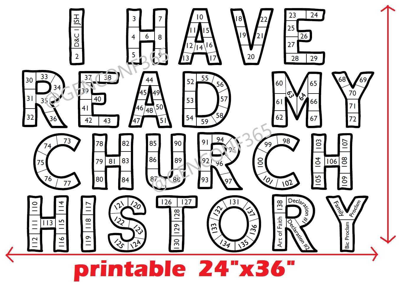 Printable 24x36" Reading Chart Poster 2021 Church History Come Follow ...