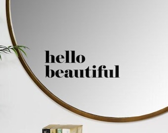 Hello Beautiful Hello Beautiful Mirror Decal Bathroom Mirror - Etsy