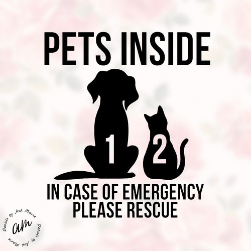 Emergency Pet Rescue Window Sticker Pets Inside Rescue Decal - Etsy