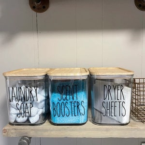 Laundry Room Decal Label Set for Dryer Sheets, Laundry Soap, Scent ...