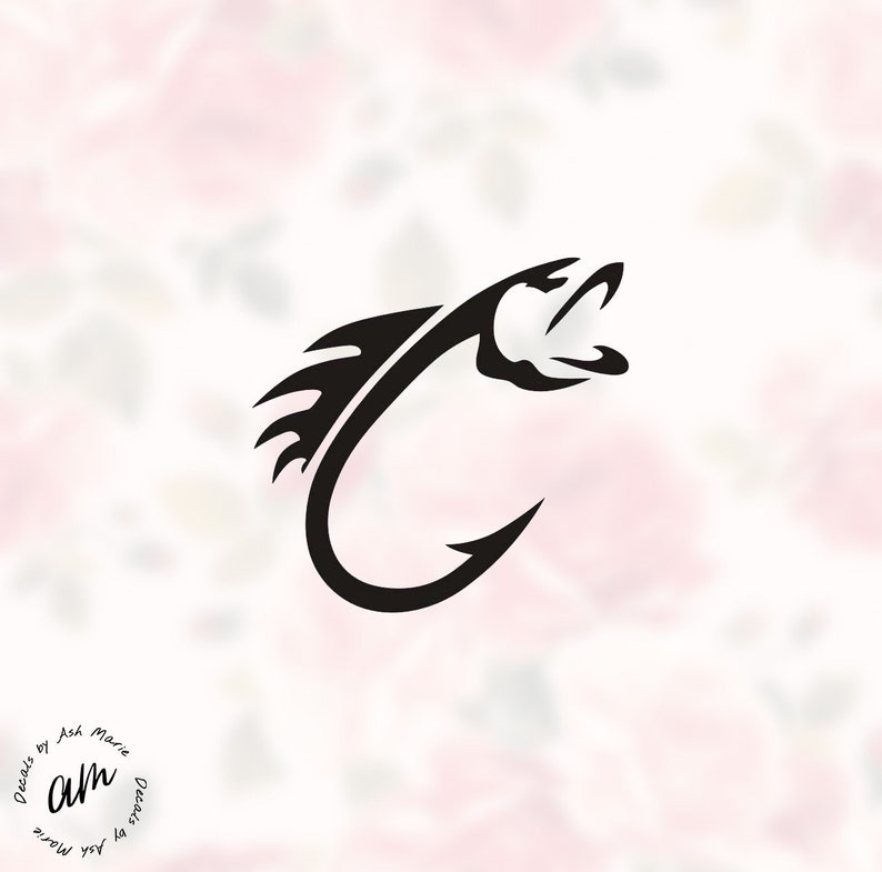 Fish Hook Decal | Fish Shaped Barb Sticker Fishing Decal - Etsy
