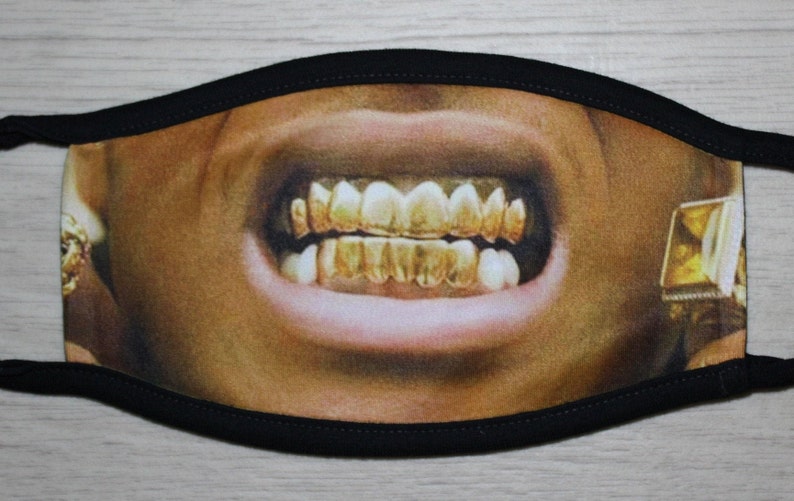 ASAP Rocky / Facemask / Mask / Gold Grillz | Etsy