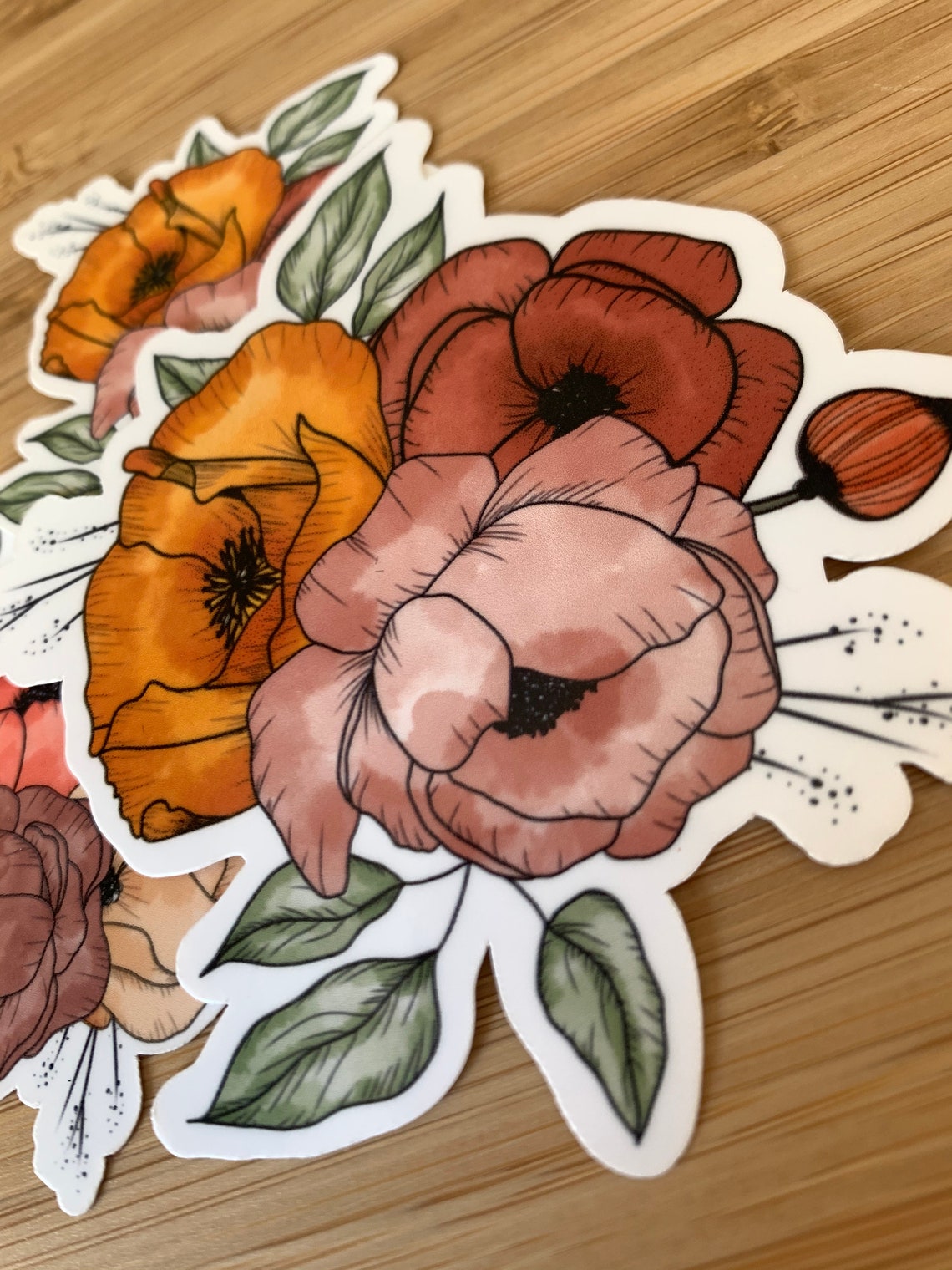 Fall Floral Glossy Sticker Floral Bouquet Gifts for Her - Etsy